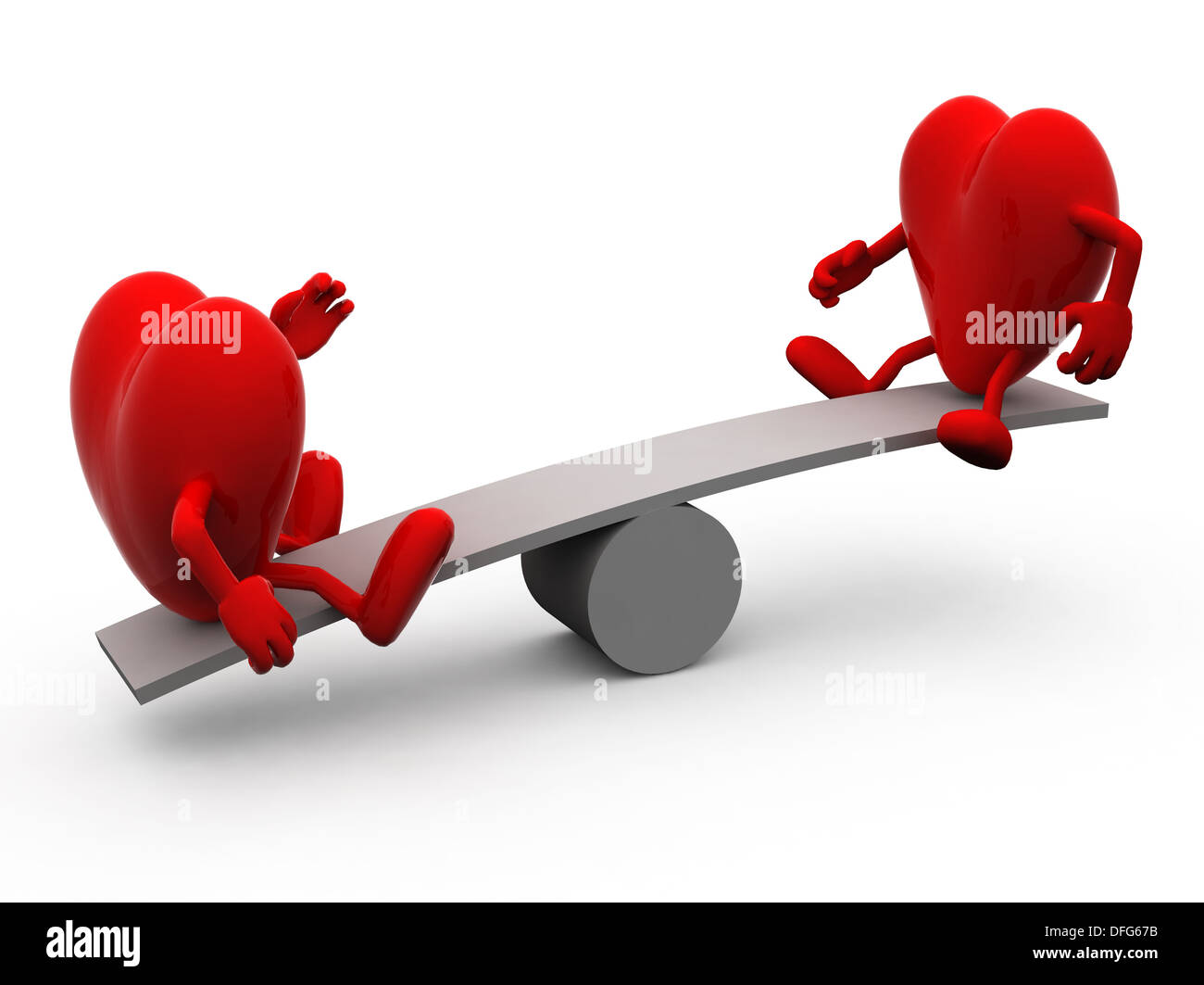 balance between two hearts, 3d illustration Stock Photo - Alamy