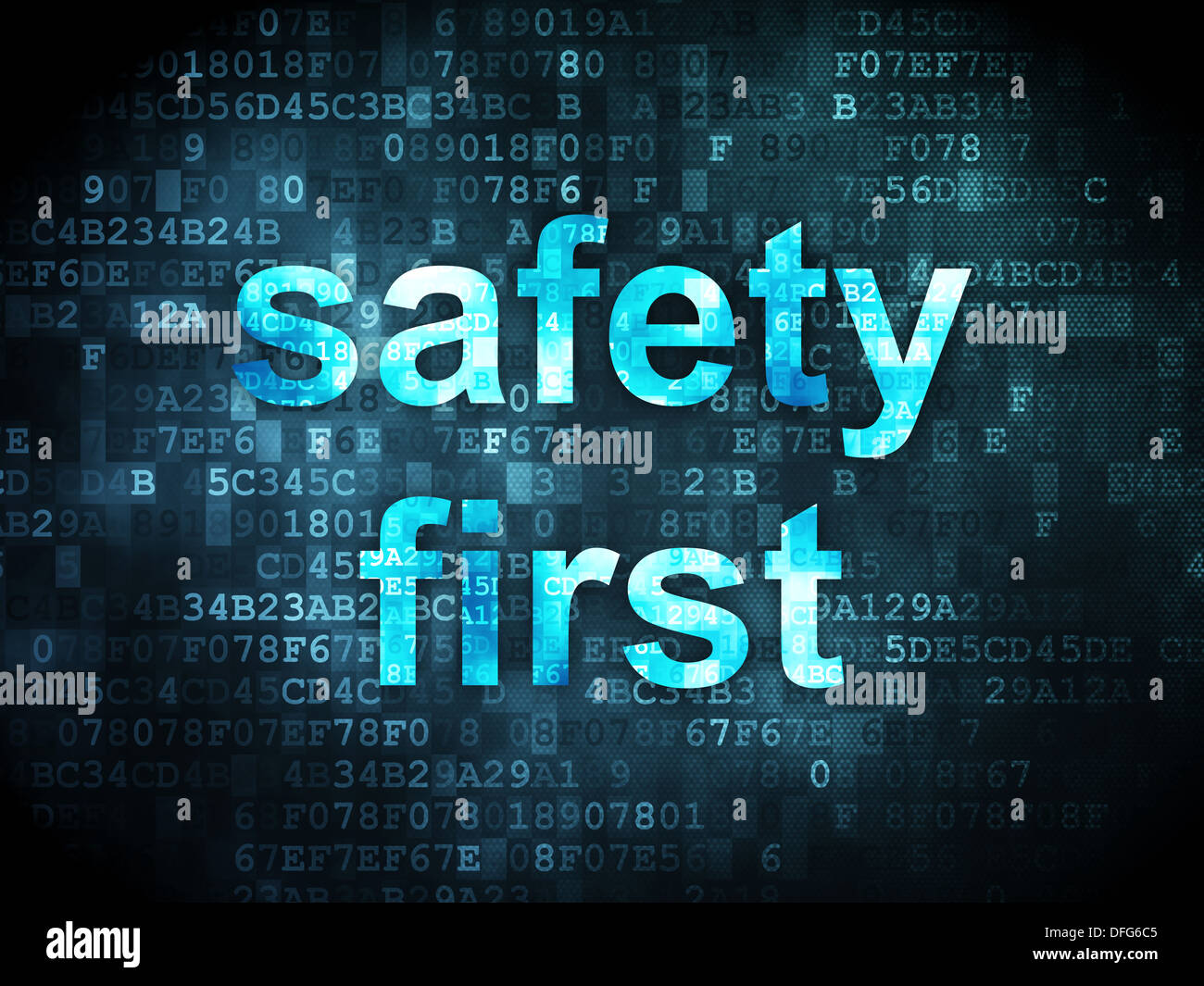 Protection concept: Safety First on digital background Stock Photo - Alamy