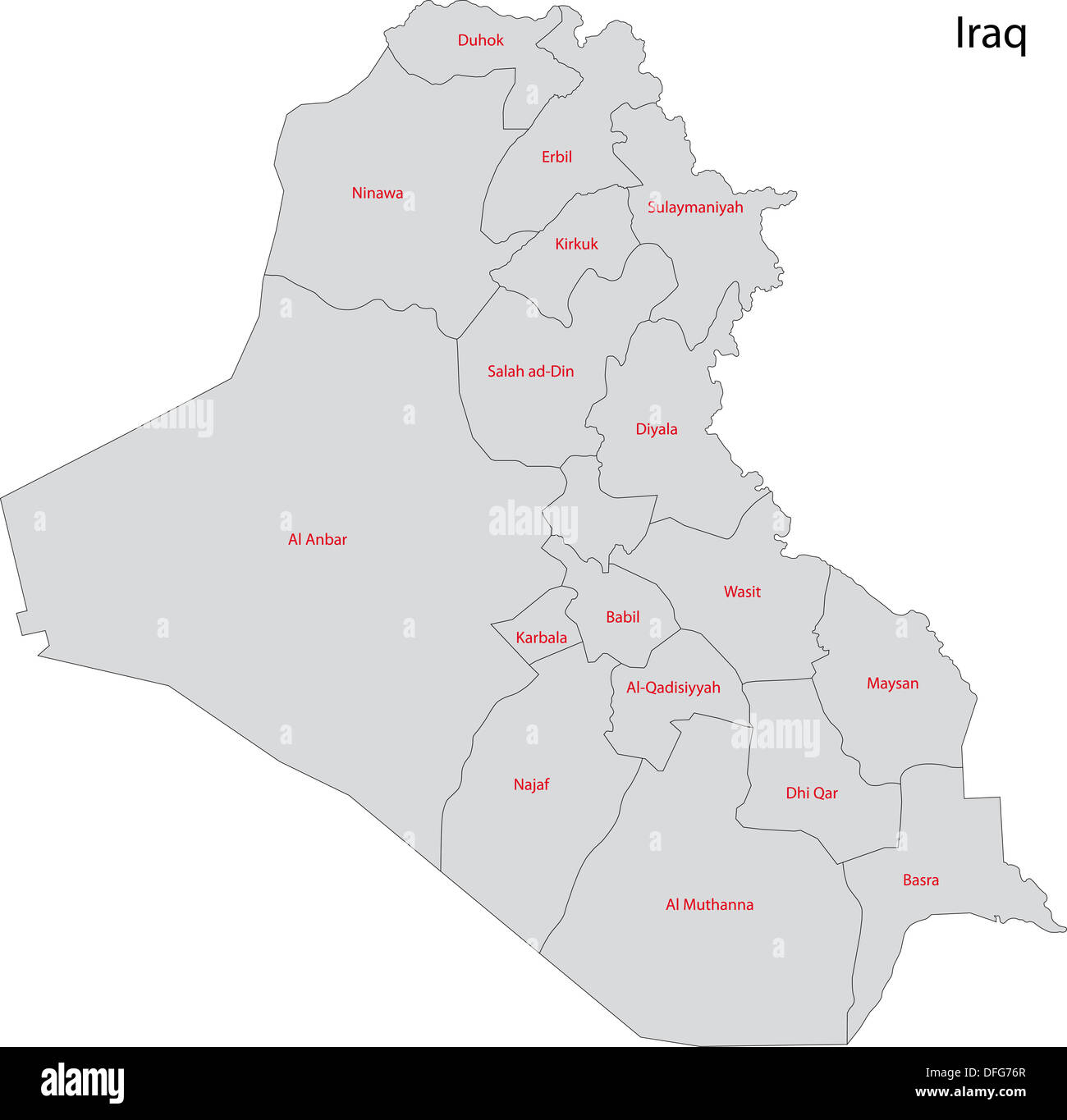 Gray Iraq map Stock Photo - Alamy