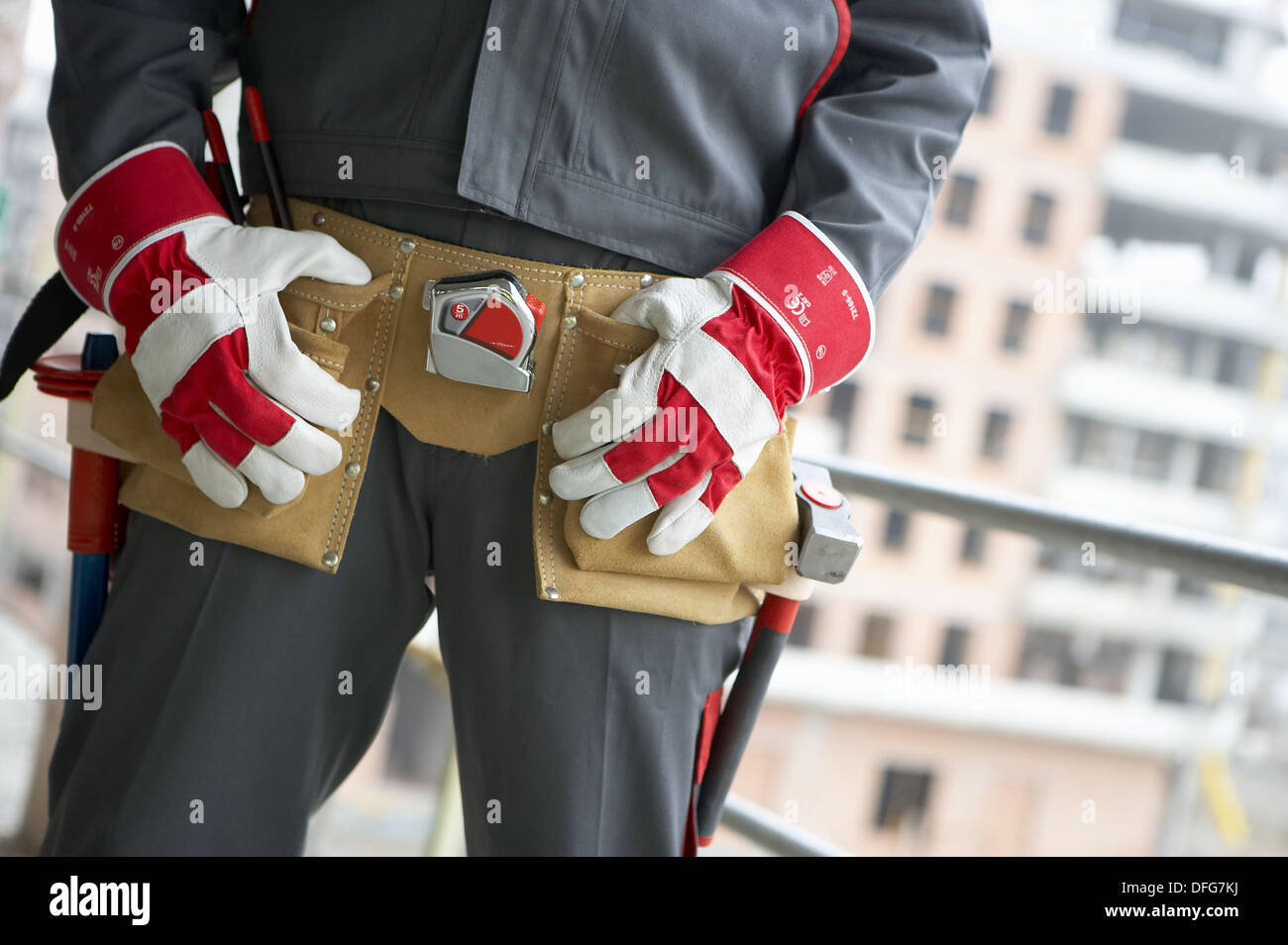 Worker with tools and safety equipment Stock Photo - Alamy
