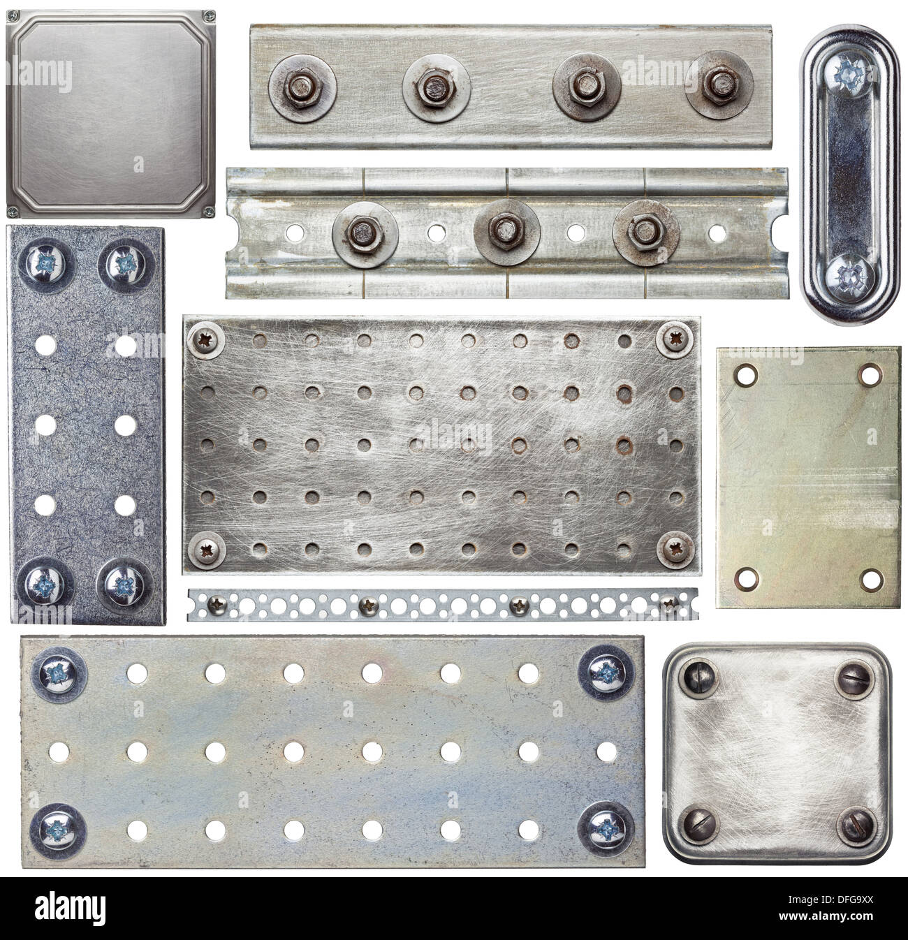 Metal plates with screws and other textures, elements Stock Photo - Alamy