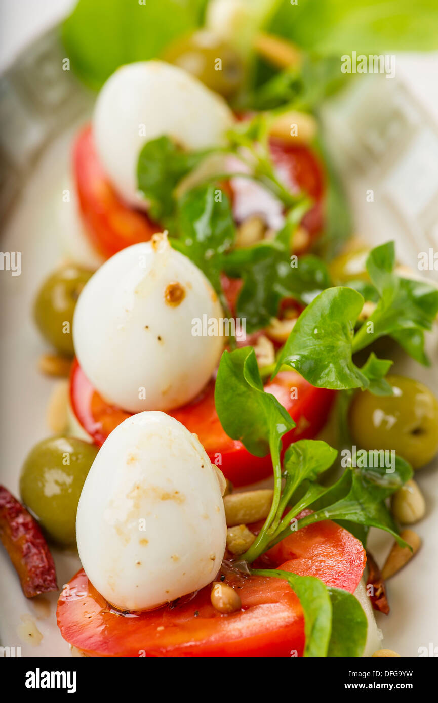 Quail egg salad Stock Photo - Alamy
