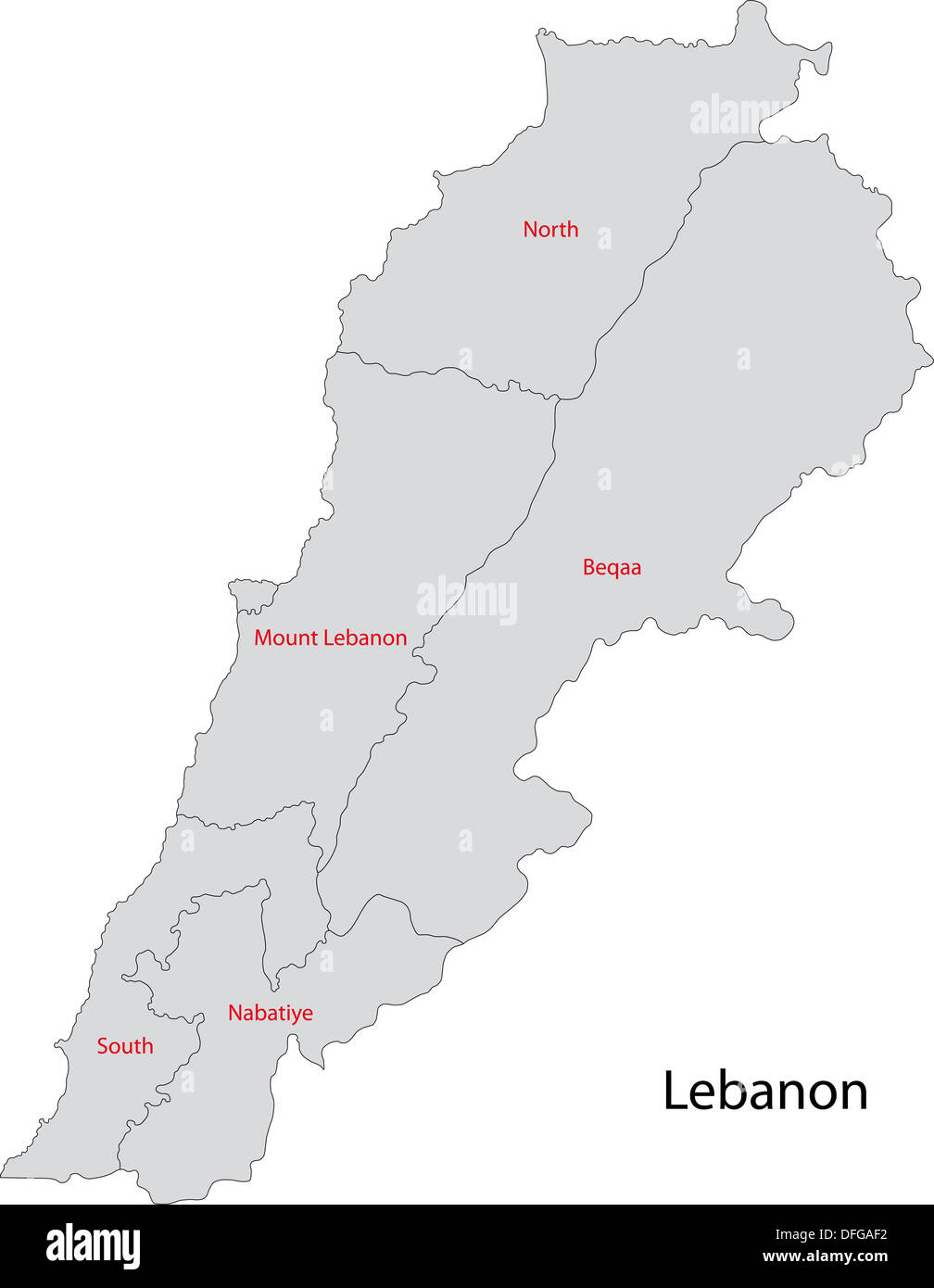 Grey Lebanon map Stock Photo - Alamy