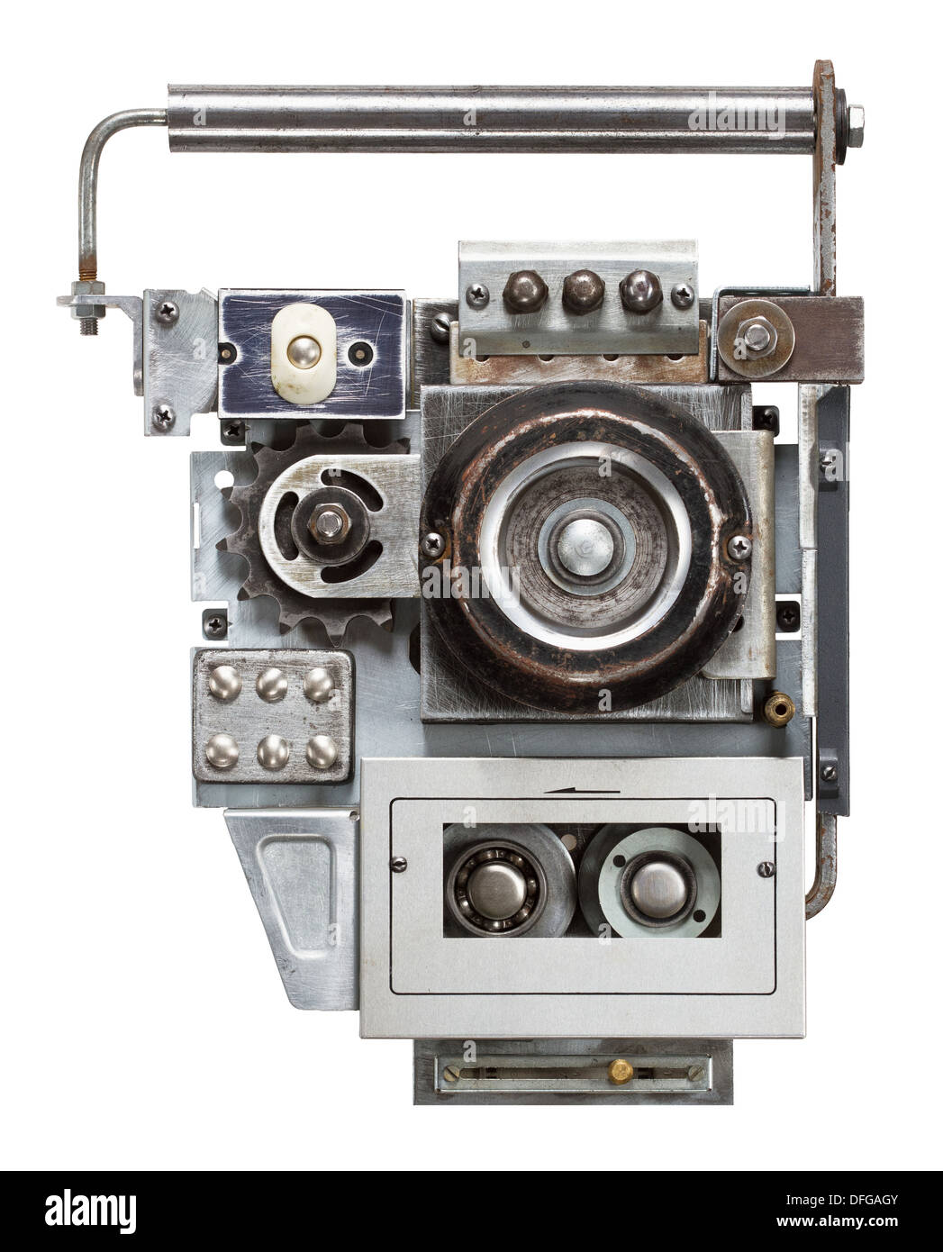 Tape recorder, audio player. Collage made of metal details Stock Photo ...