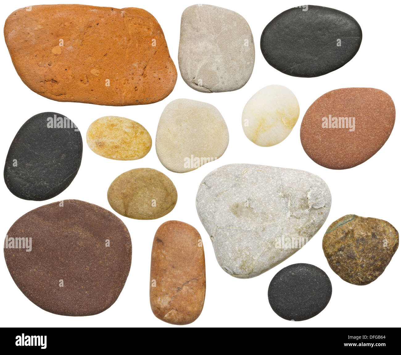 Stones isolated on white background. Smooth sea rocks Stock Photo - Alamy