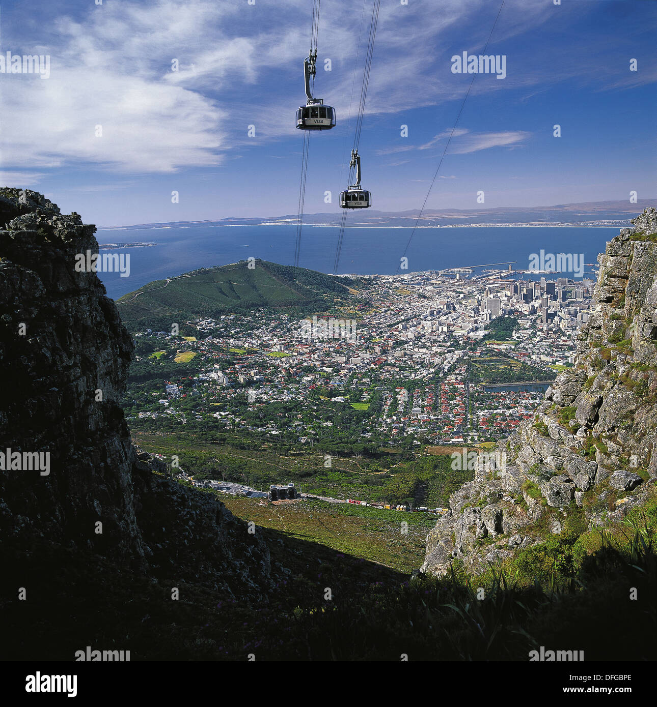 Cable car ascending Table Mountain Stock Photo - Alamy