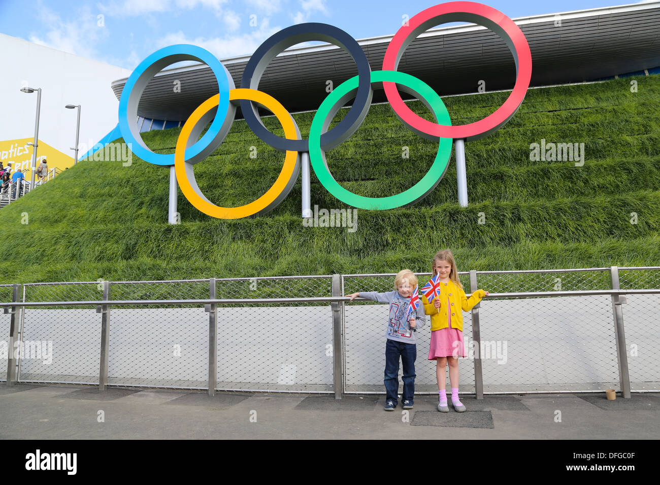 Children waving Union Jack Flags, London Olympics, 2012 Stock Photo - Alamy