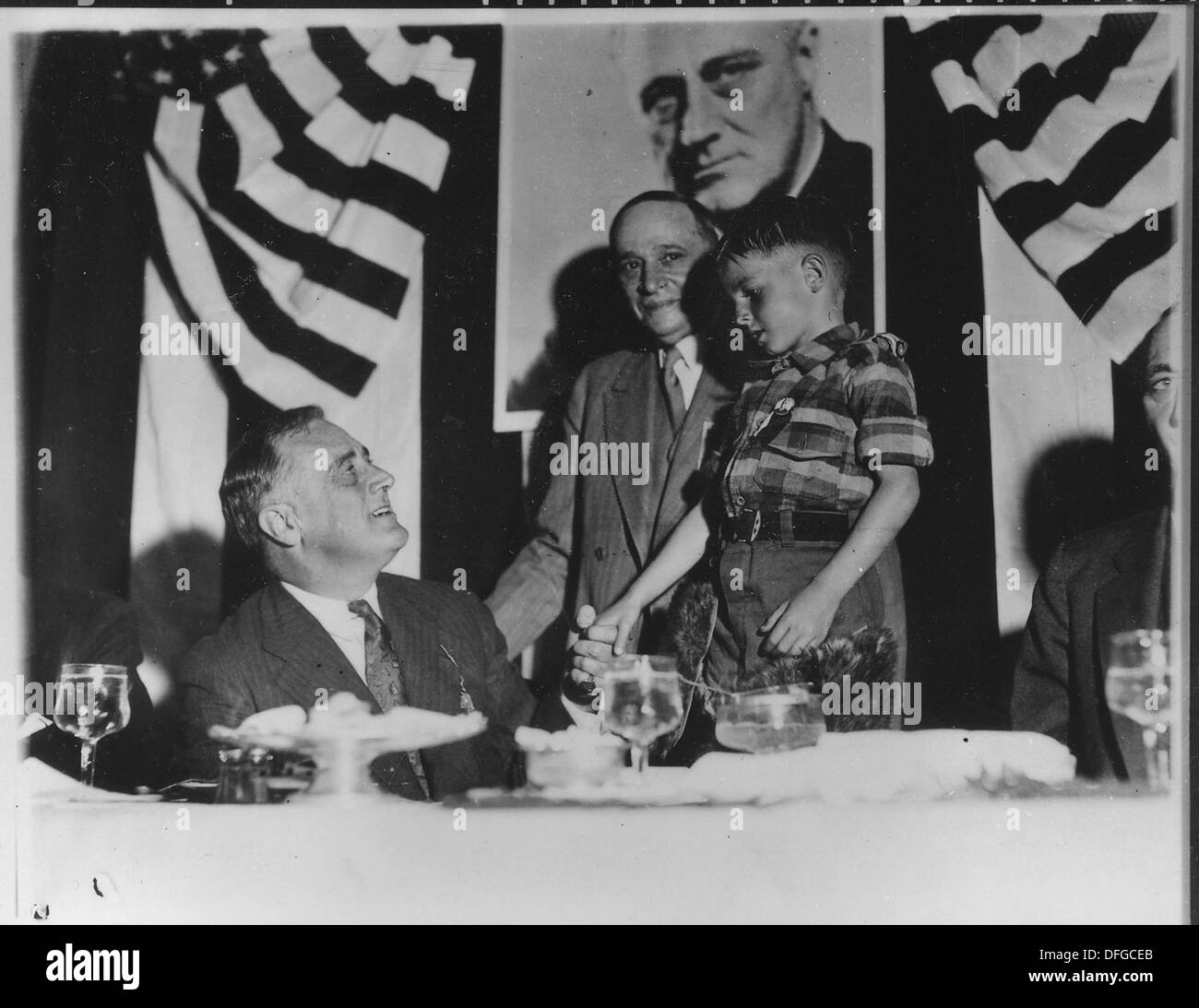 President Franklin D. Roosevelt meets with a young boy in Atlanta ...