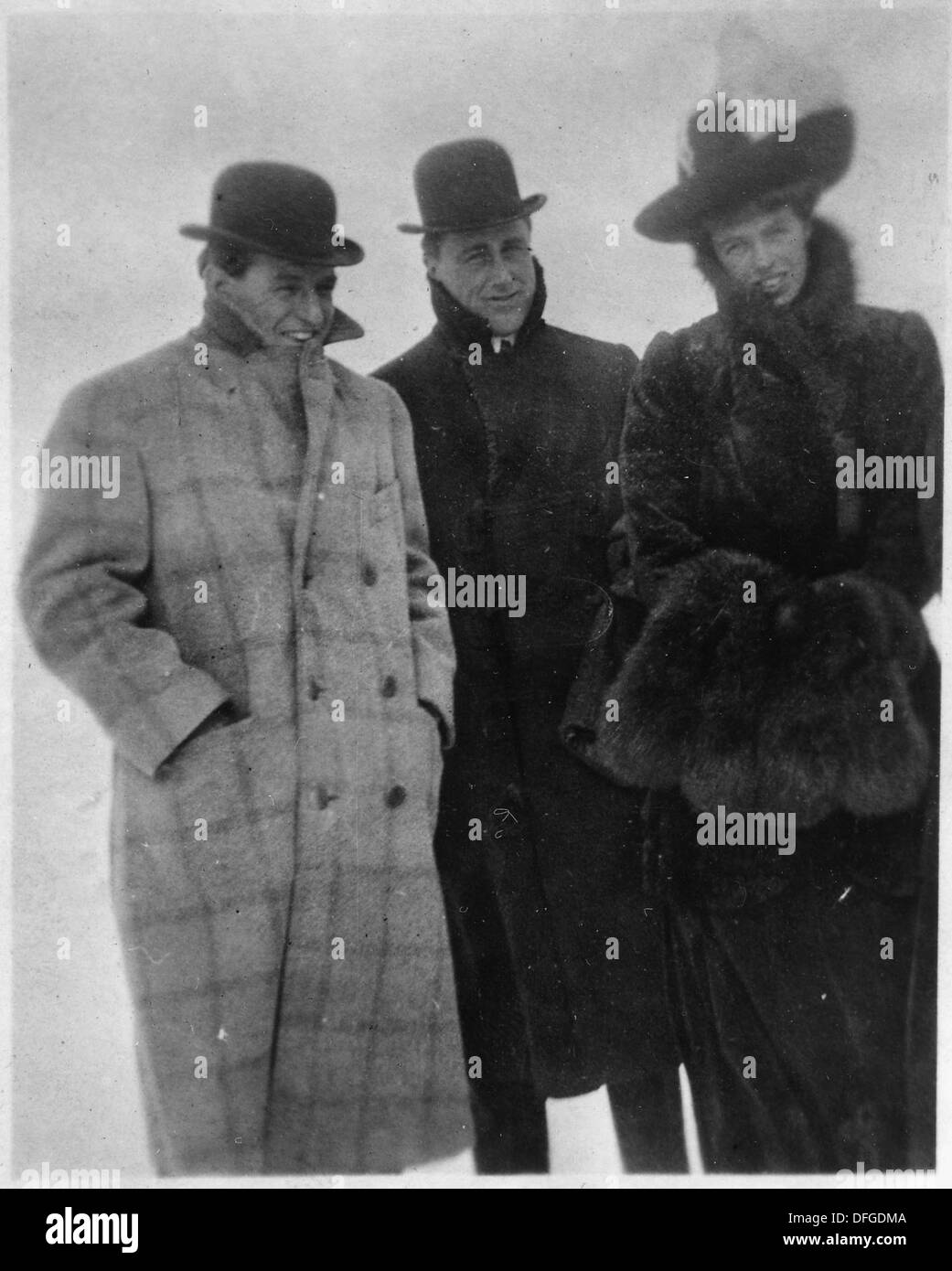 Franklin D. Roosevelt and Eleanor Roosevelt with unidentified man in ...