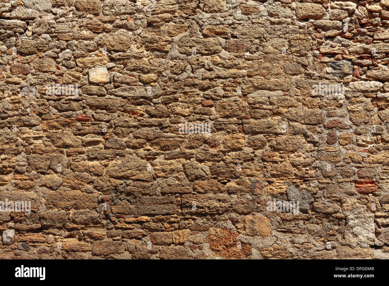 Old wall made of the Jerusalem stone. Wall constructed of stone bricks ...