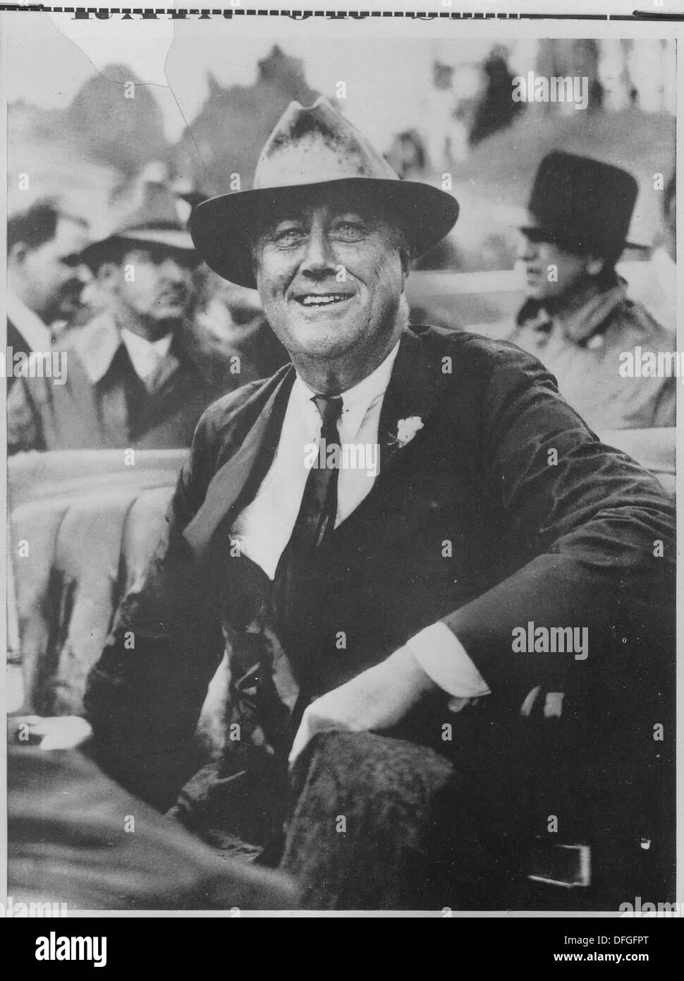 A photograph of Franklin D. Roosevelt, the 32nd U.S. President, during ...