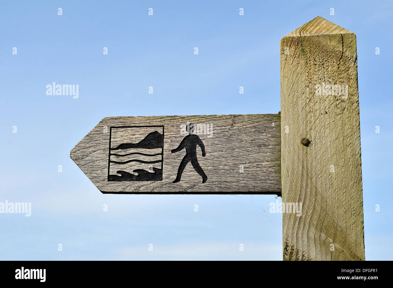 Finger signpost showing the route of the Wales Coast Path near ...