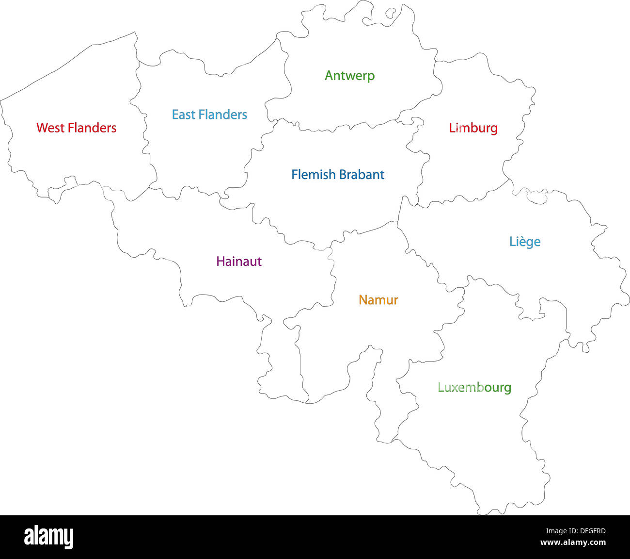 Outline Belgium map Stock Photo - Alamy