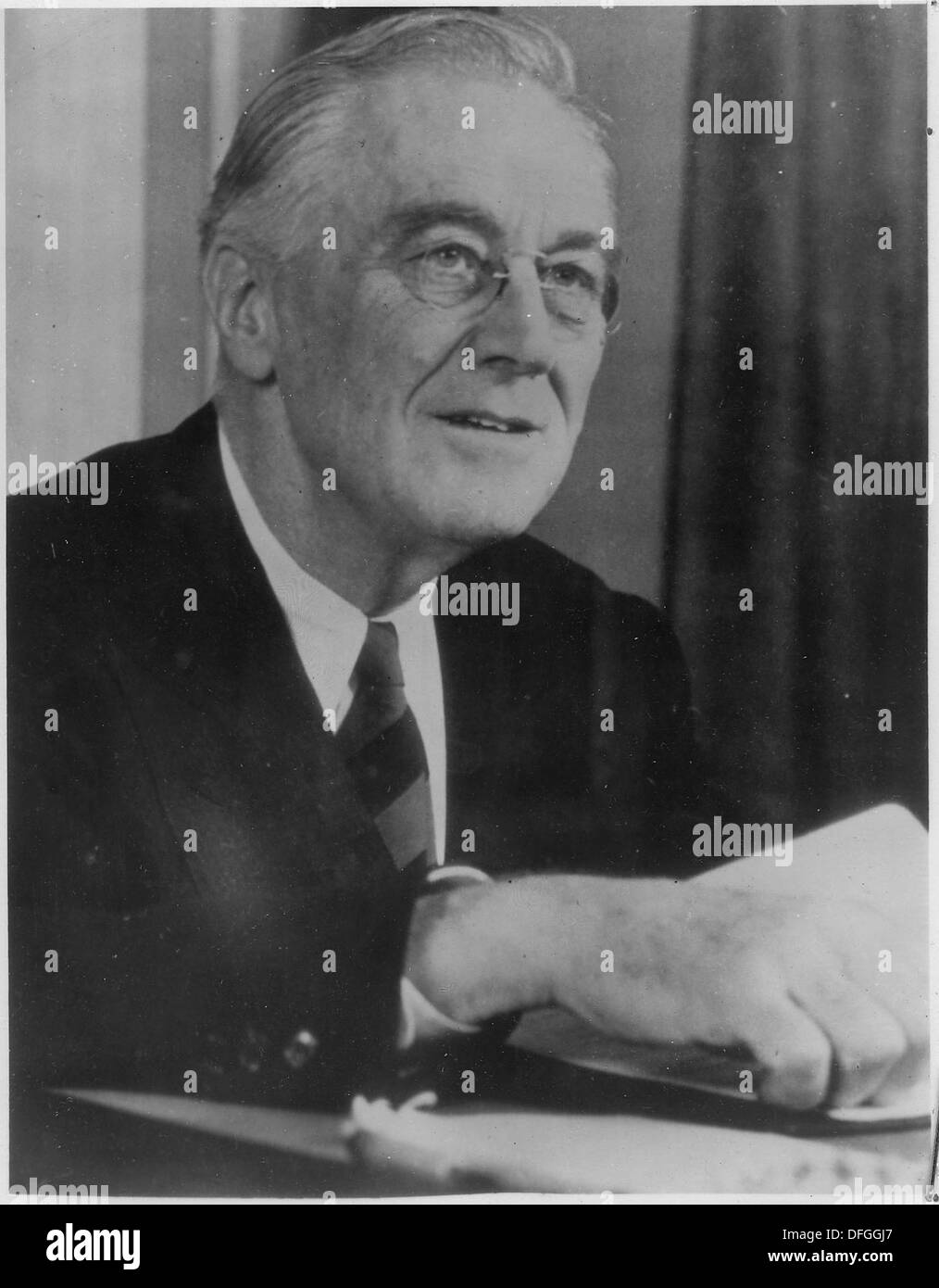 A photograph of Franklin D. Roosevelt, the 32nd President of the United ...