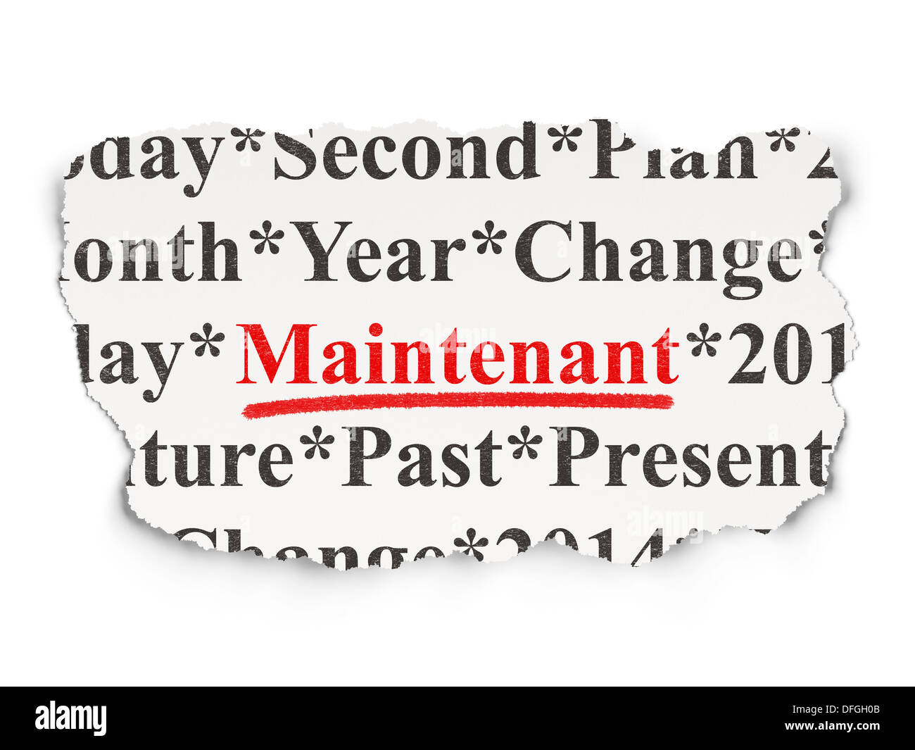 Timeline concept: Maintenant(french) on Paper background Stock Photo ...