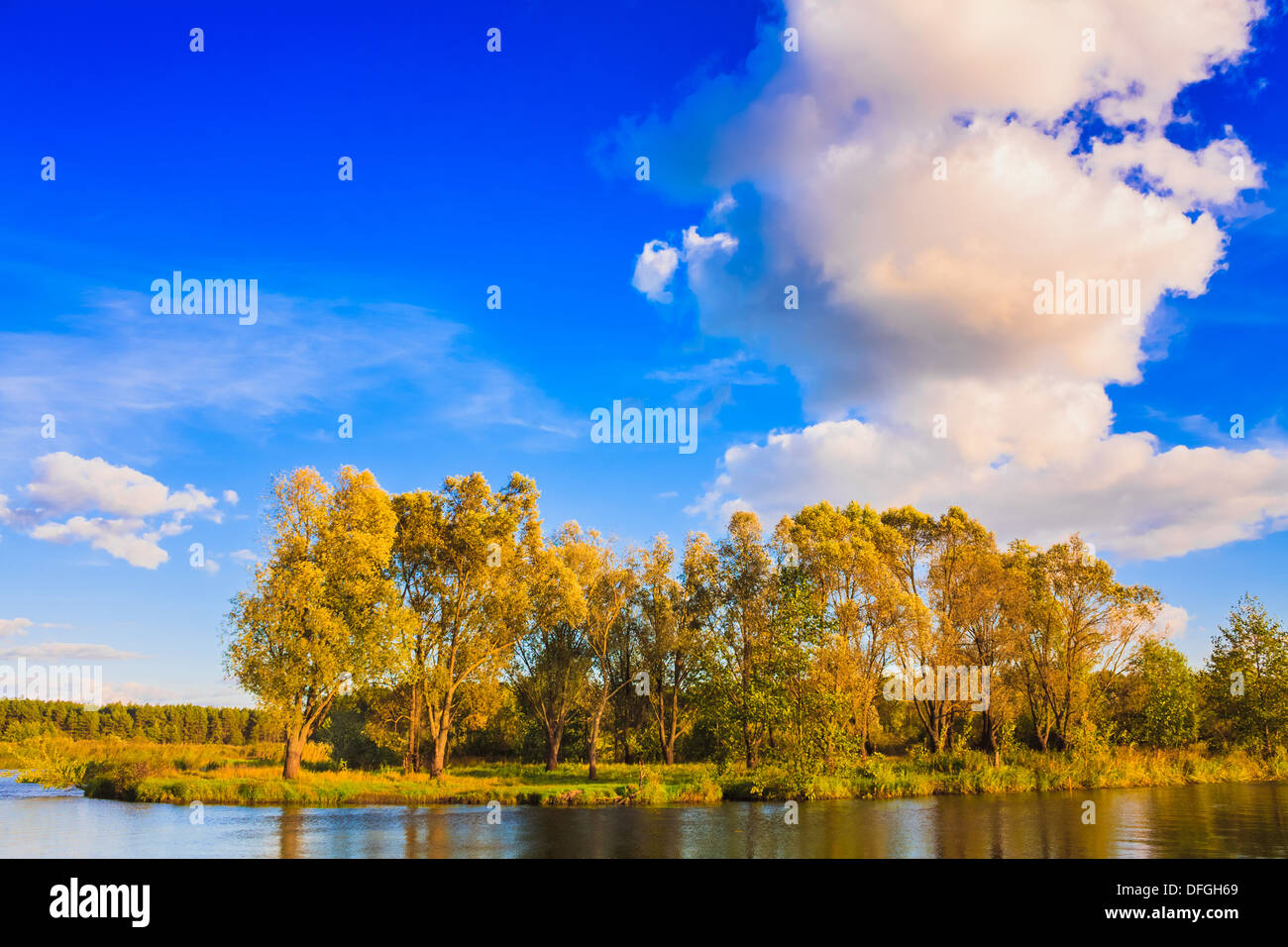 Sunny autumn landscape blue hi-res stock photography and images - Alamy