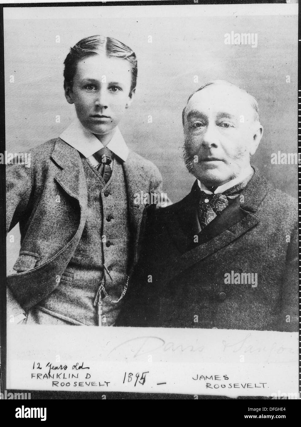 This portrait features Franklin D. Roosevelt with his father, James Roosevelt, Sr. The image ...