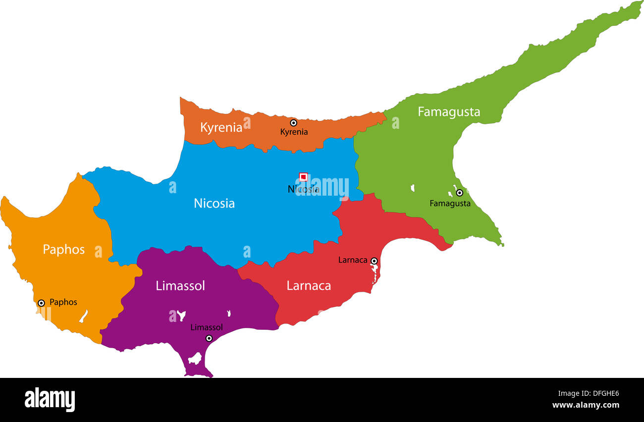 Administrative outline map cyprus hi-res stock photography and images ...