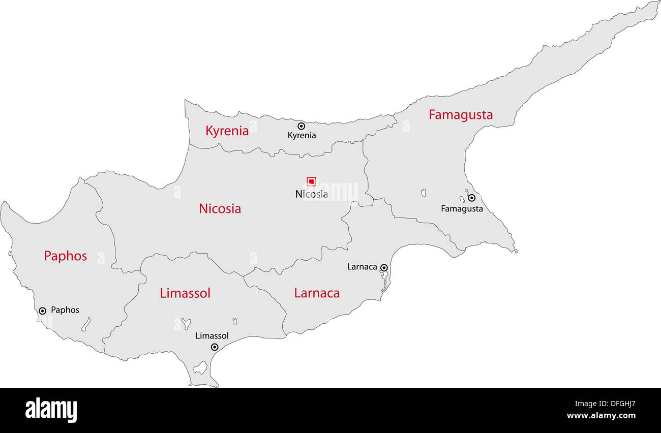 Grey Cyprus map Stock Photo - Alamy
