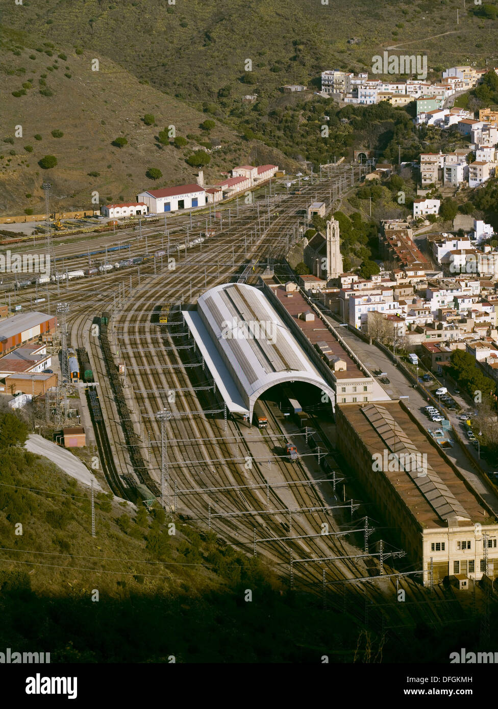 Railway station, Portbou. Girona province, Catalonia, Spain Stock Photo ...