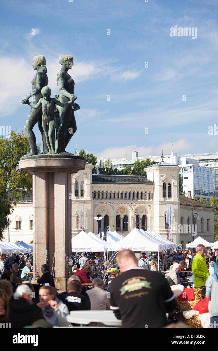 Norway, Oslo, market stalls at Aker Brygge waterfront Stock Photo - Alamy