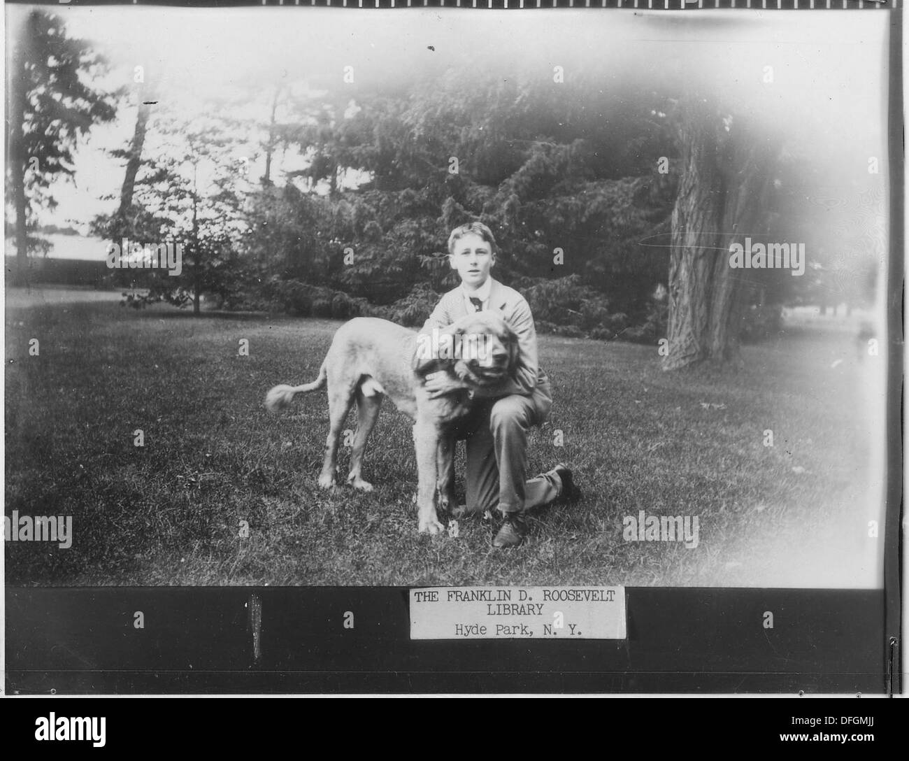 Franklin D. Roosevelt is pictured with his dog, Monk, in Hyde Park ...