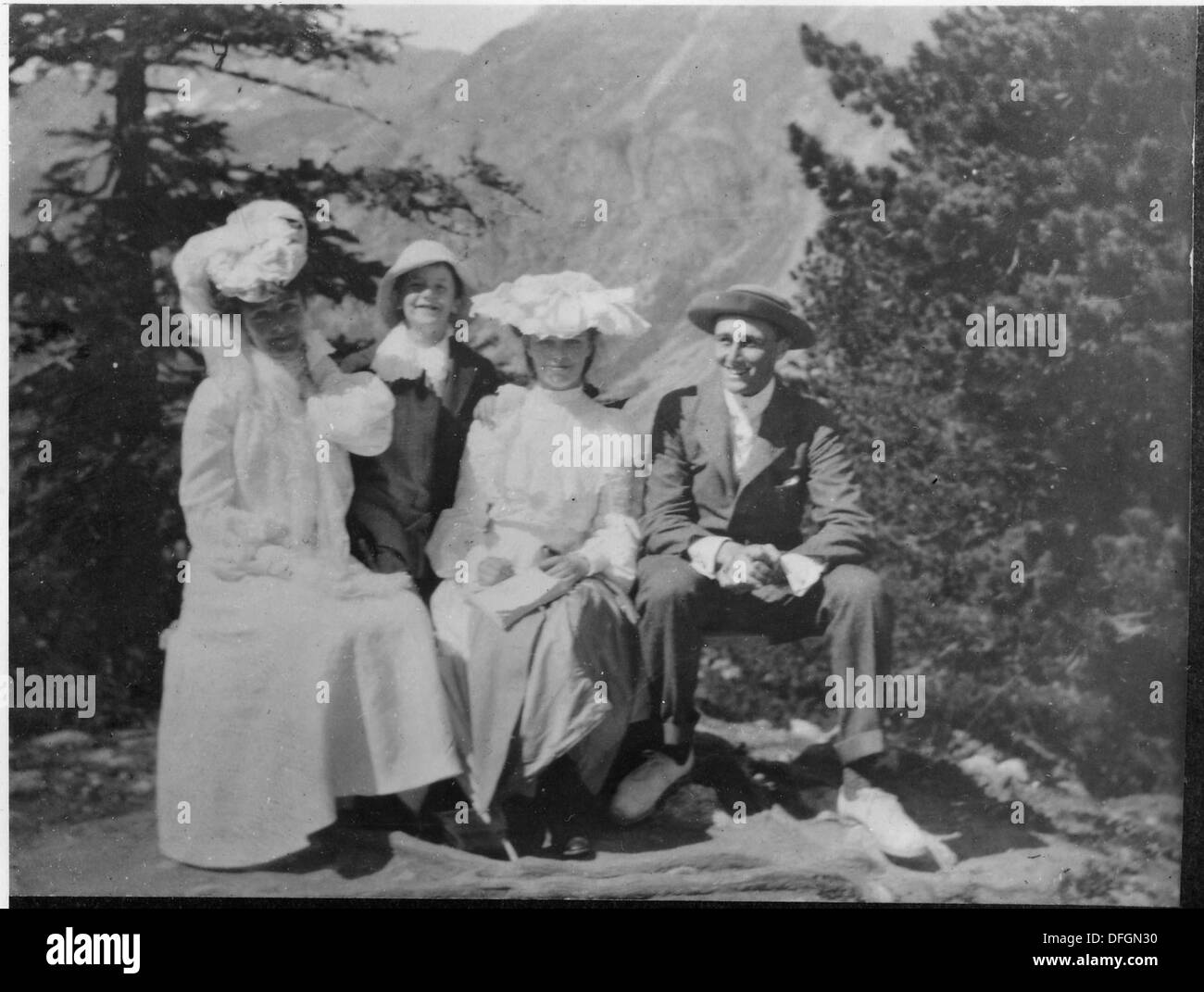 A photograph of Franklin D. Roosevelt with Mrs. Stanley Mortimer and ...