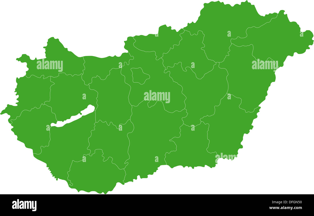 Green Hungary map Stock Photo - Alamy