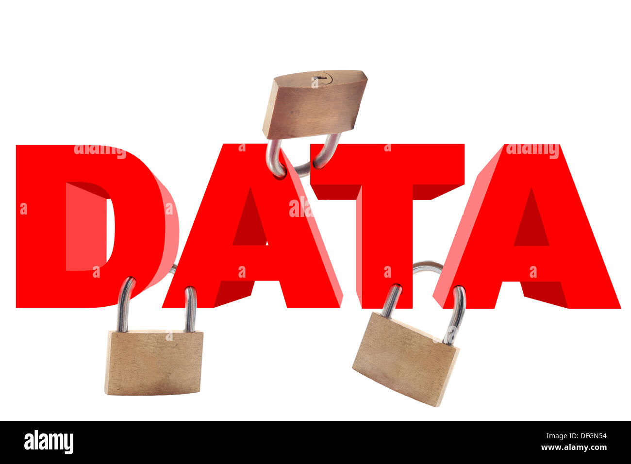 The word DATA with padlocks linking every letter. Security and data ...