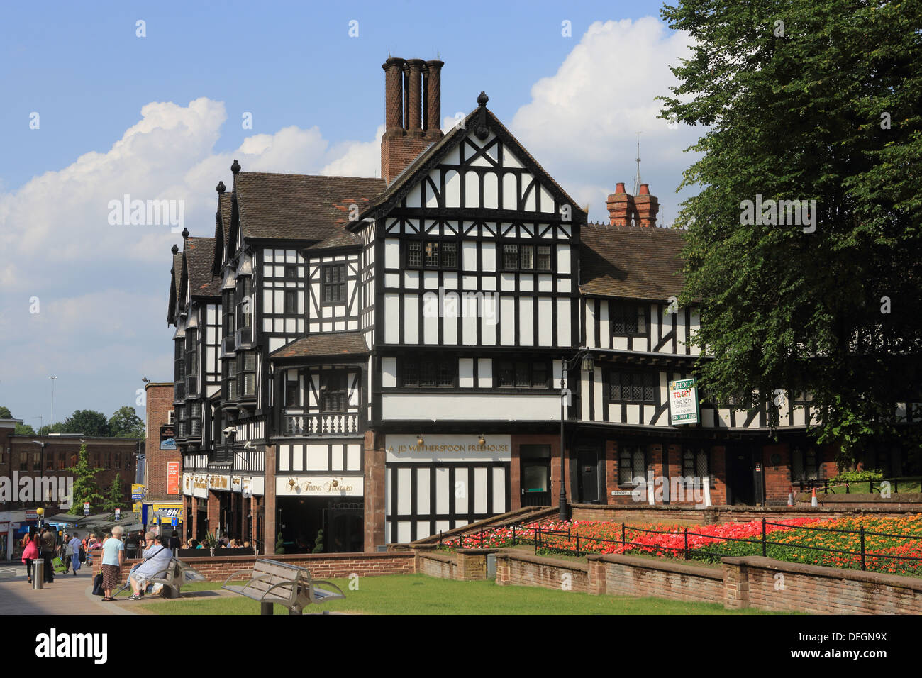 Priory Row, in the centre of the City of Coventry in summer, in ...