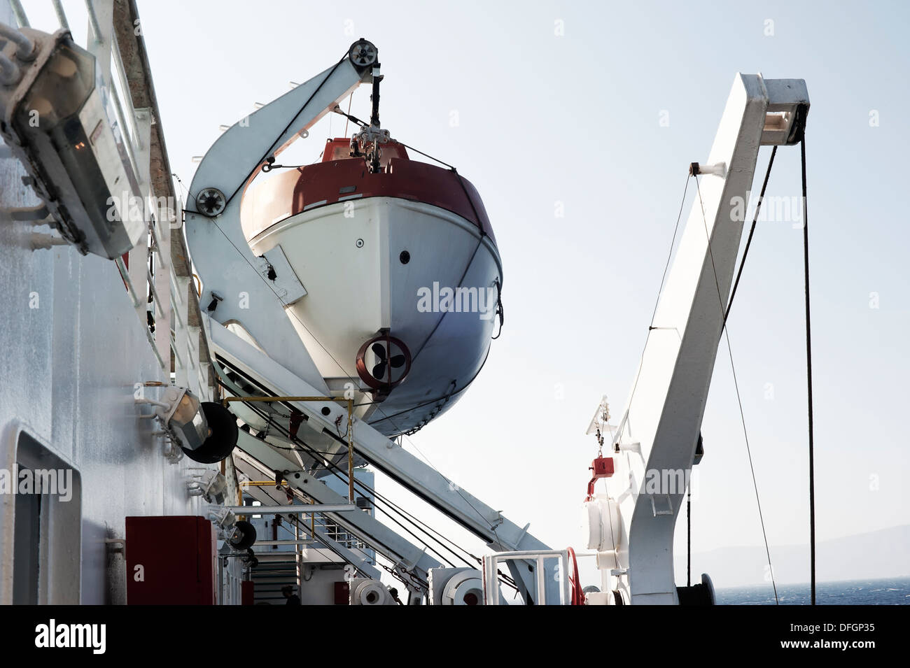 Life boat on passenger ship Stock Photo - Alamy