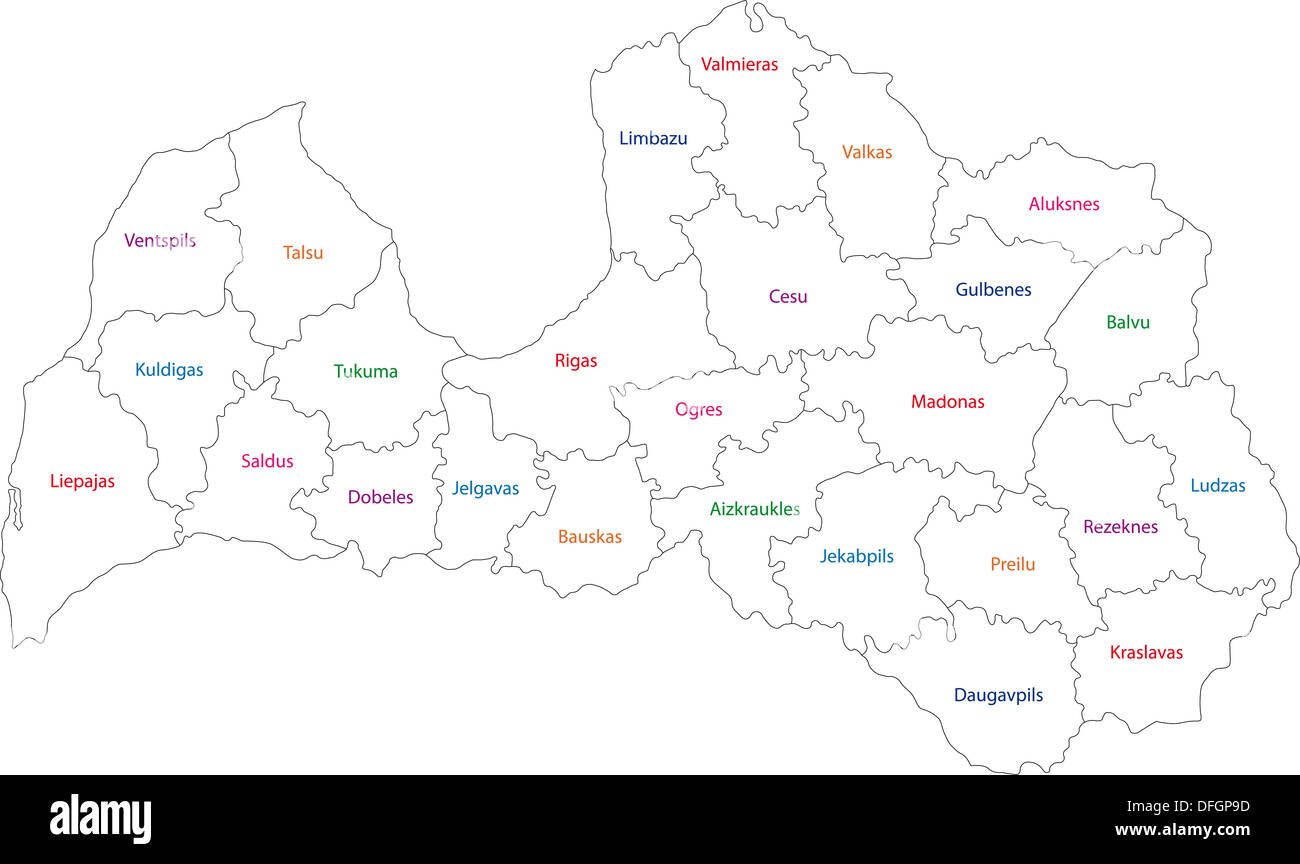 Outline Latvia map Stock Photo - Alamy