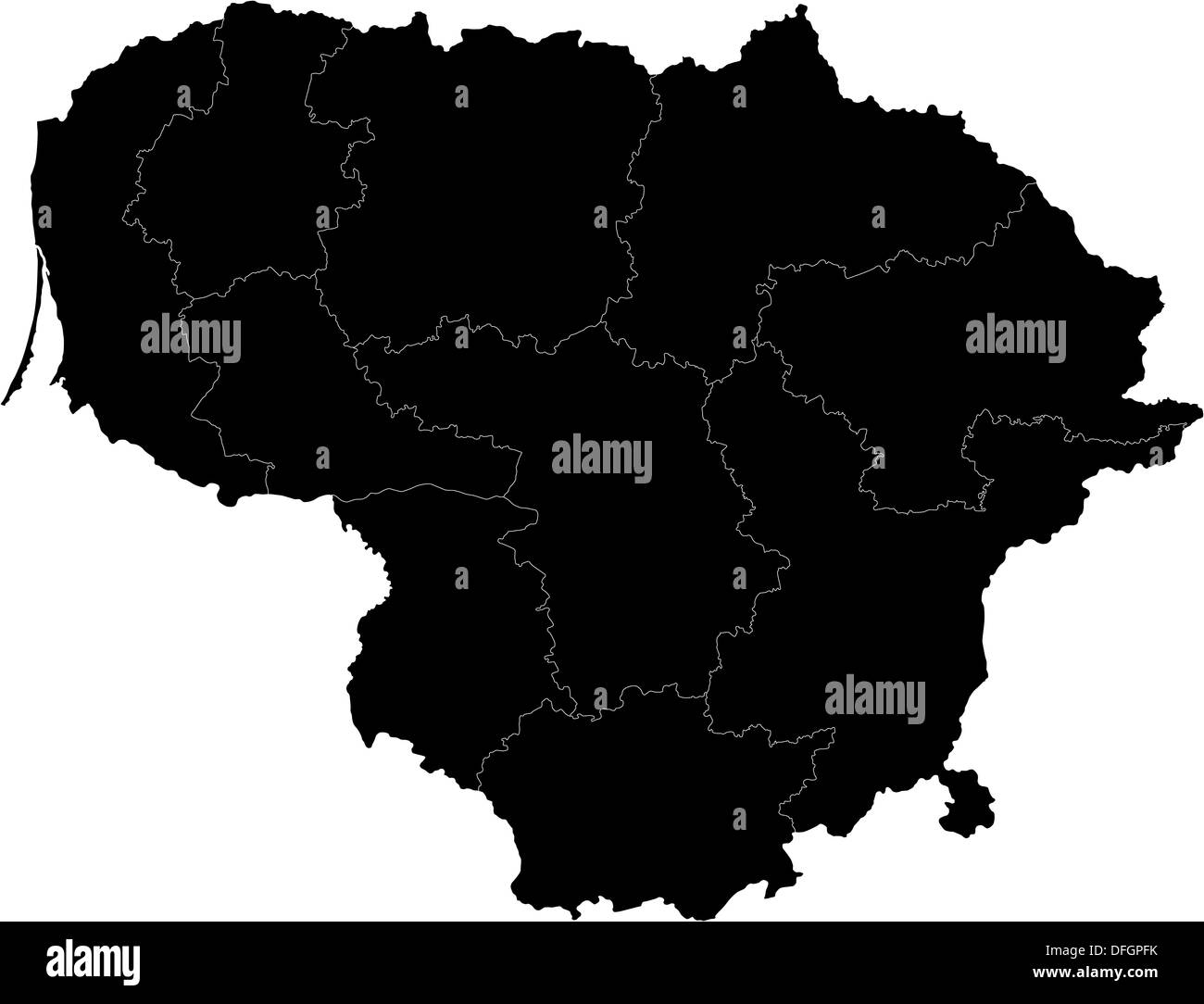 Lithuania country black outline Black and White Stock Photos & Images ...