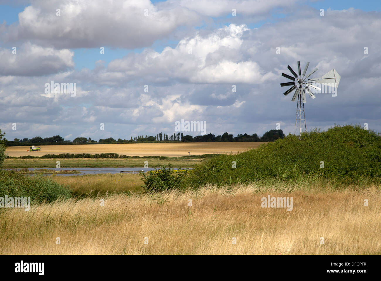 East Anglia landscape with wind pump Holland-on-Sea, England Stock ...
