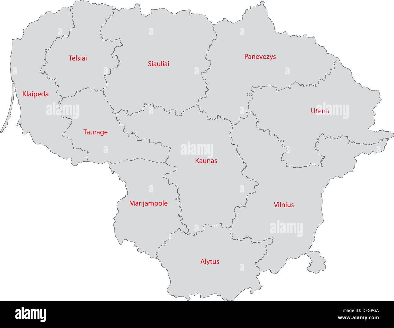 Grey Lithuania map Stock Photo - Alamy