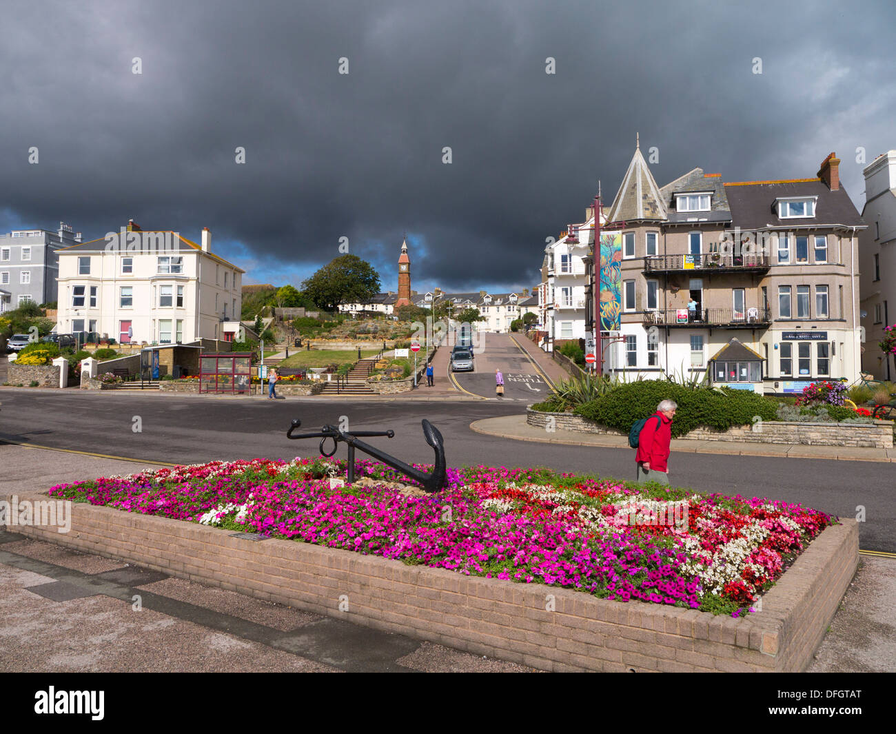 Storm clouds over Seaton seafront Devon England Stock Photo - Alamy