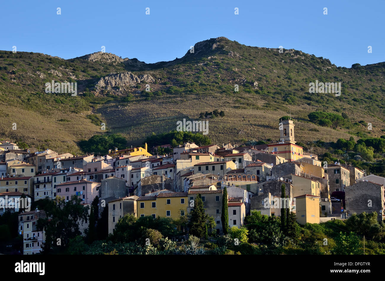 Hillside town of Rio nell'Elba, Elba, Italy Stock Photo - Alamy