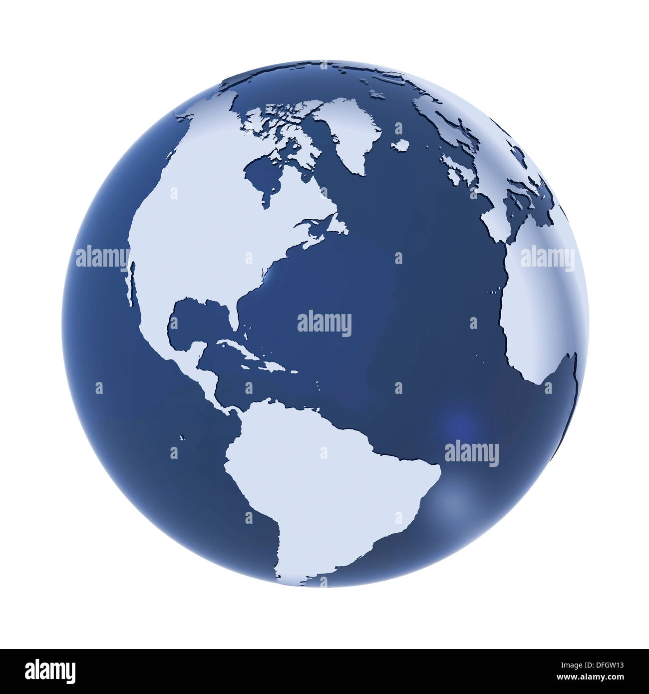 Blue globe - America showing Stock Photo - Alamy