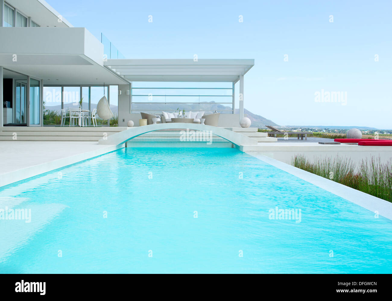 Bridge over swimming pool hi-res stock photography and images - Alamy