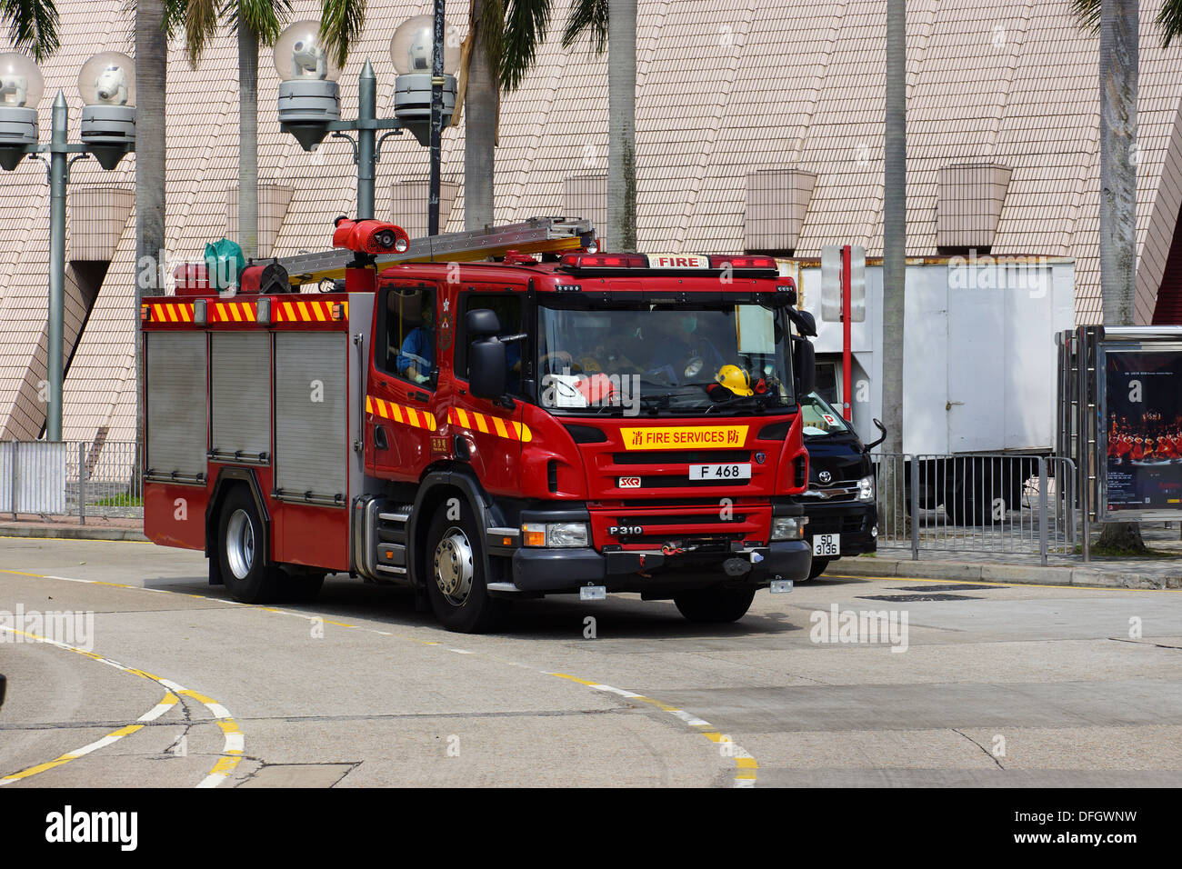 A Scania P310 fire engine belonging to the Hong Kong Fire Service, Hong ...