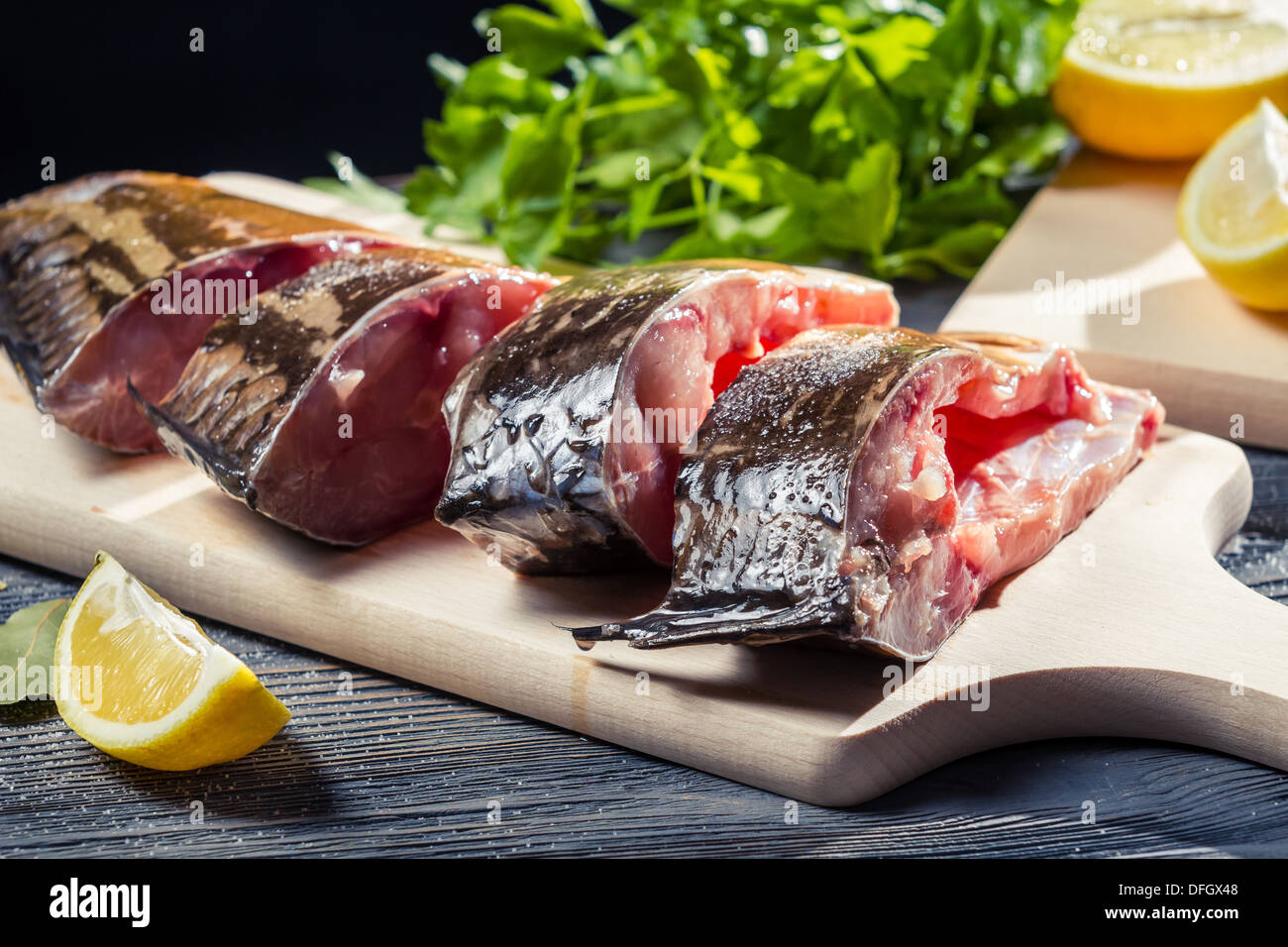 Closeup of fresh fish preparation for frying Stock Photo - Alamy