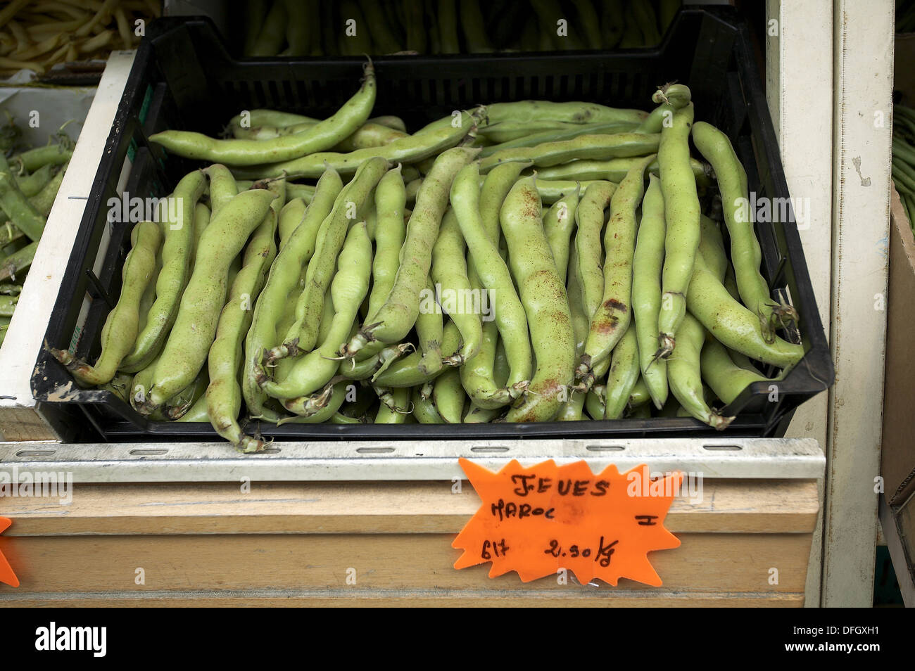 Beans for sale at grocery shop, Paris, France Stock Photo - Alamy