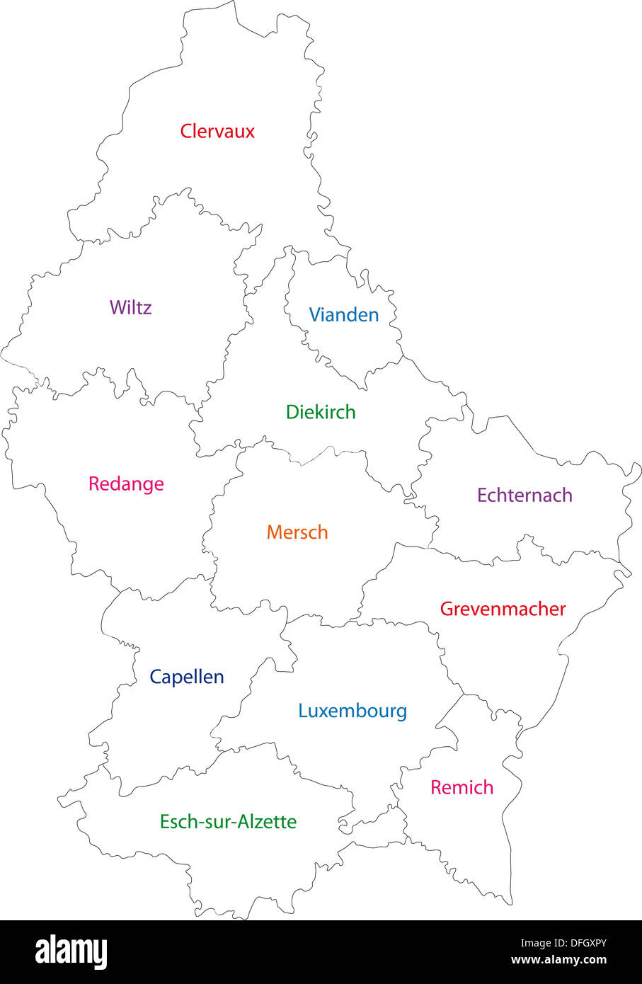 Outline Luxembourg map Stock Photo - Alamy