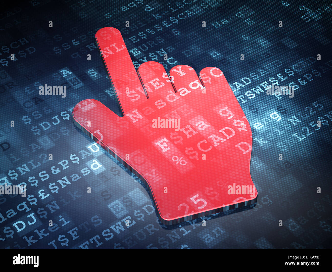 Marketing concept: Red Mouse Cursor on digital background Stock Photo ...