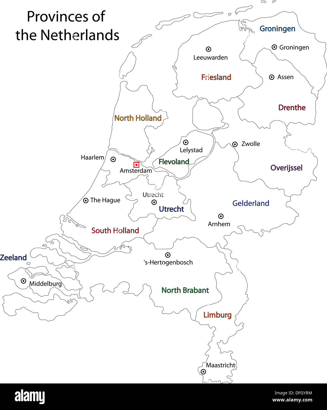 Outline Netherlands map Stock Photo - Alamy
