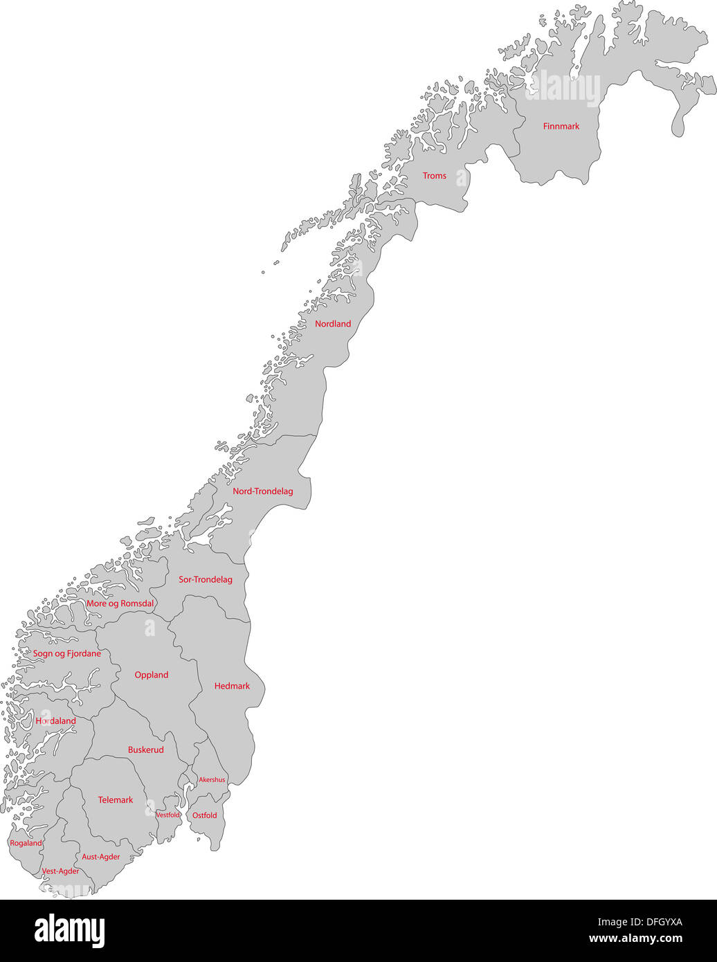 Norway map hi-res stock photography and images - Alamy