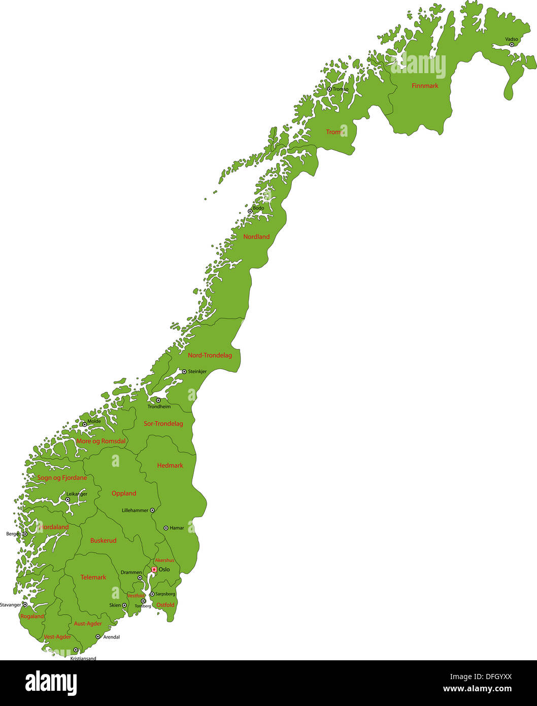 Green Norway map Stock Photo - Alamy