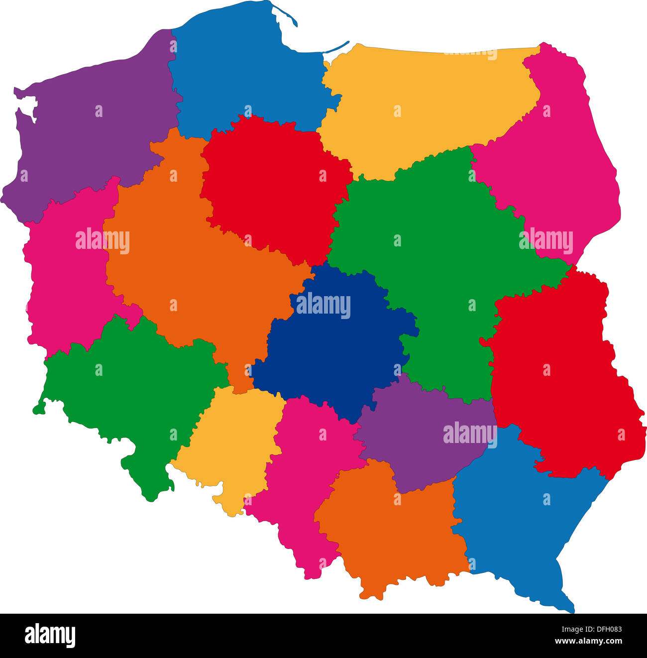 Poland political map administrative Cut Out Stock Images & Pictures - Alamy