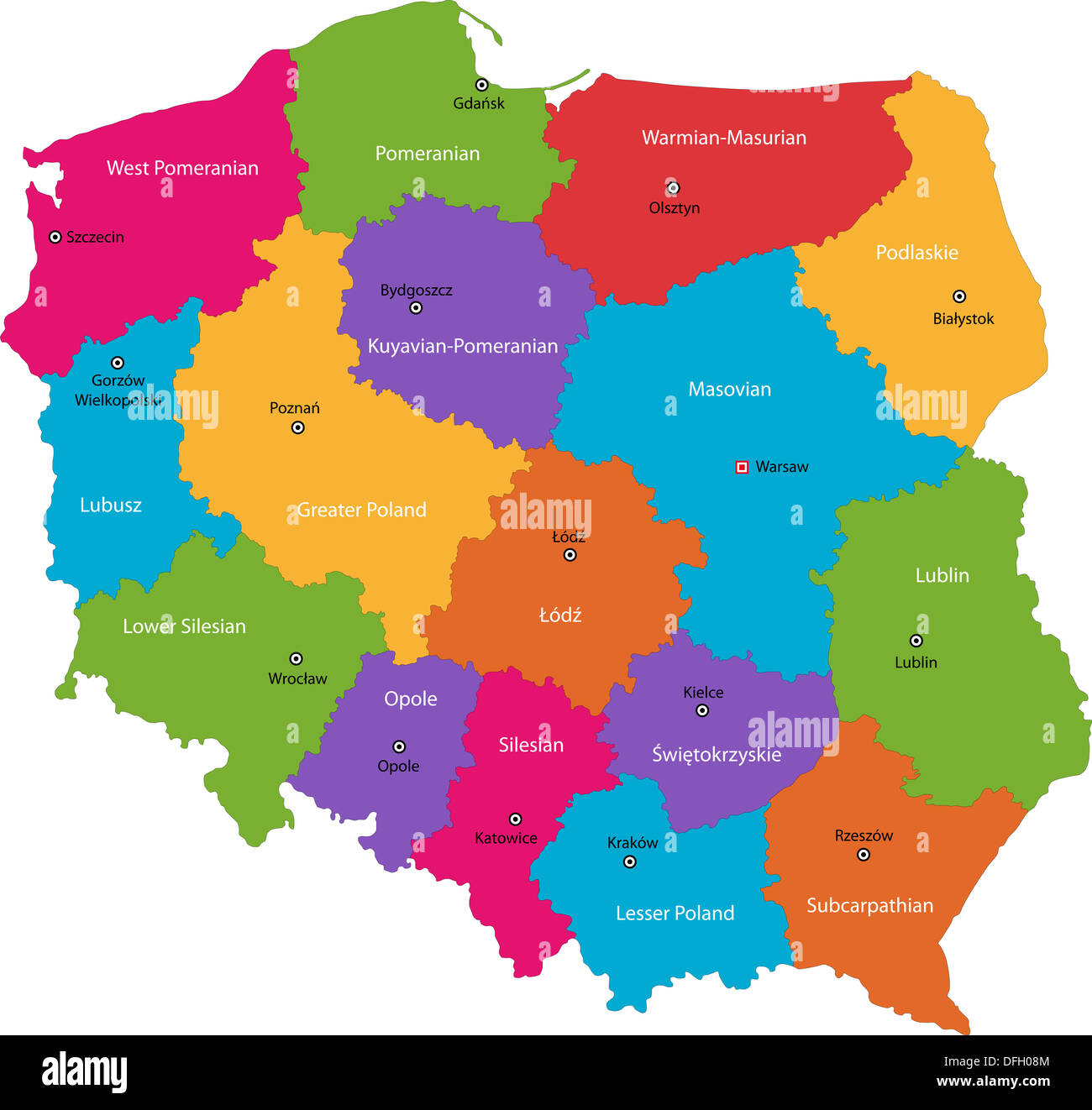 Poland polish country map outline Cut Out Stock Images & Pictures - Alamy
