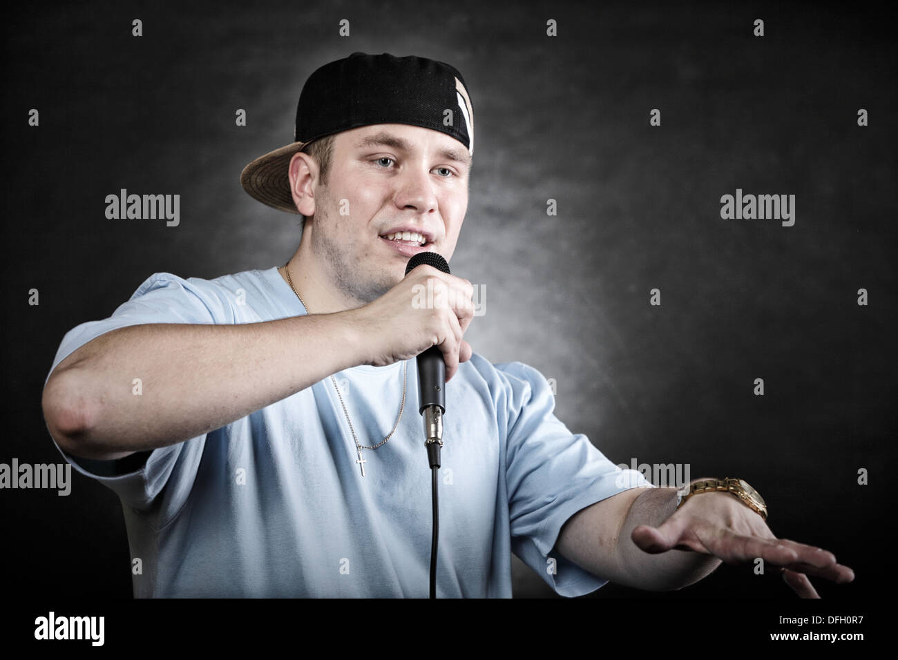 Rapper attitude rap singer hip Hop Dancer performing. Young man with ...